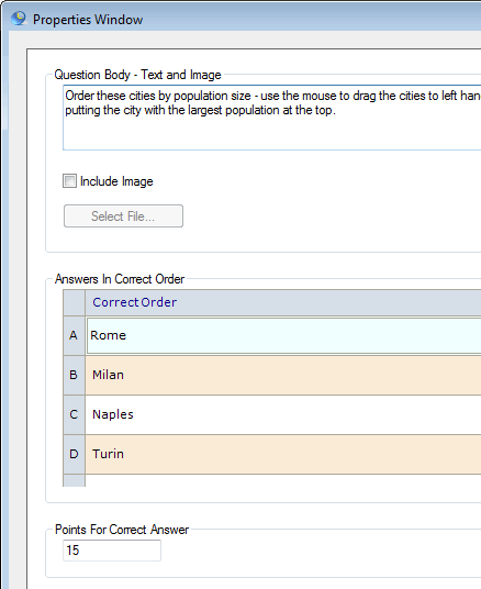 Sequencing Question. Ordering or Ranking items