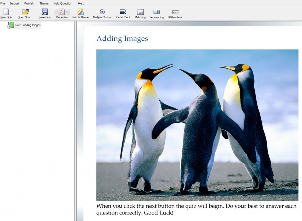 How to add and Image to a Question Writer Quiz